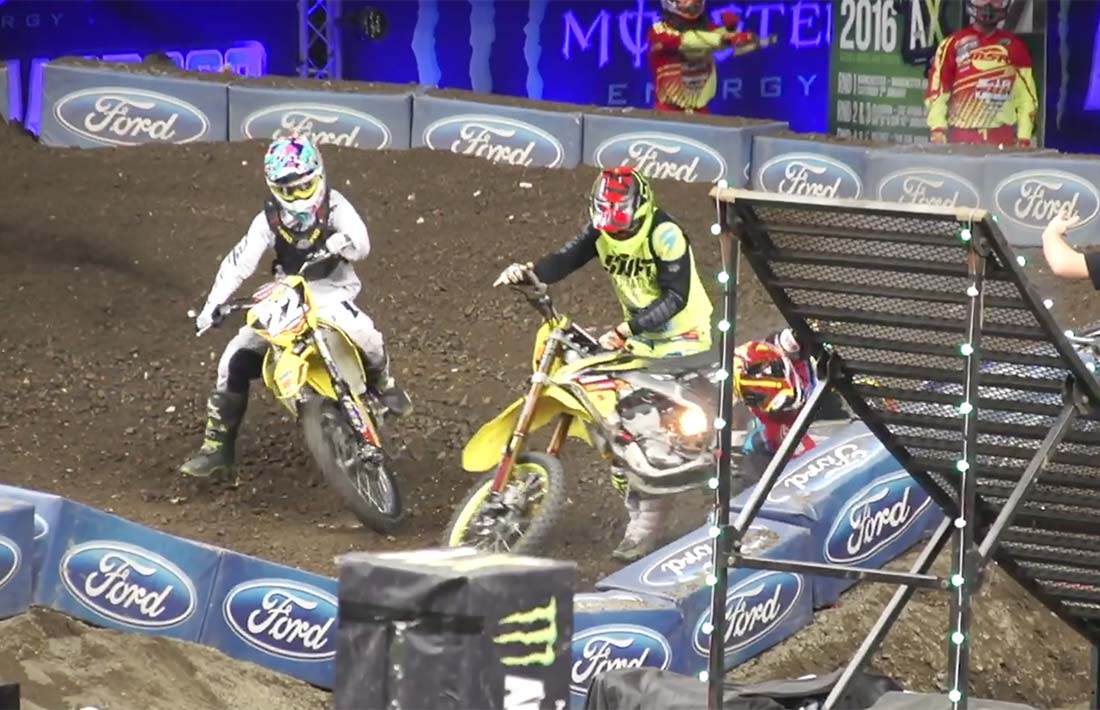 Video: Edward Briscoe's bike on fire at AX | Dirtbike Rider